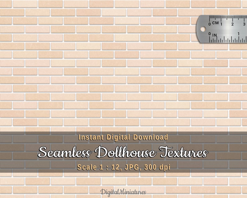 Dollhouse Wallpaper Printable Modern Brick Natural Color, Miniature ...