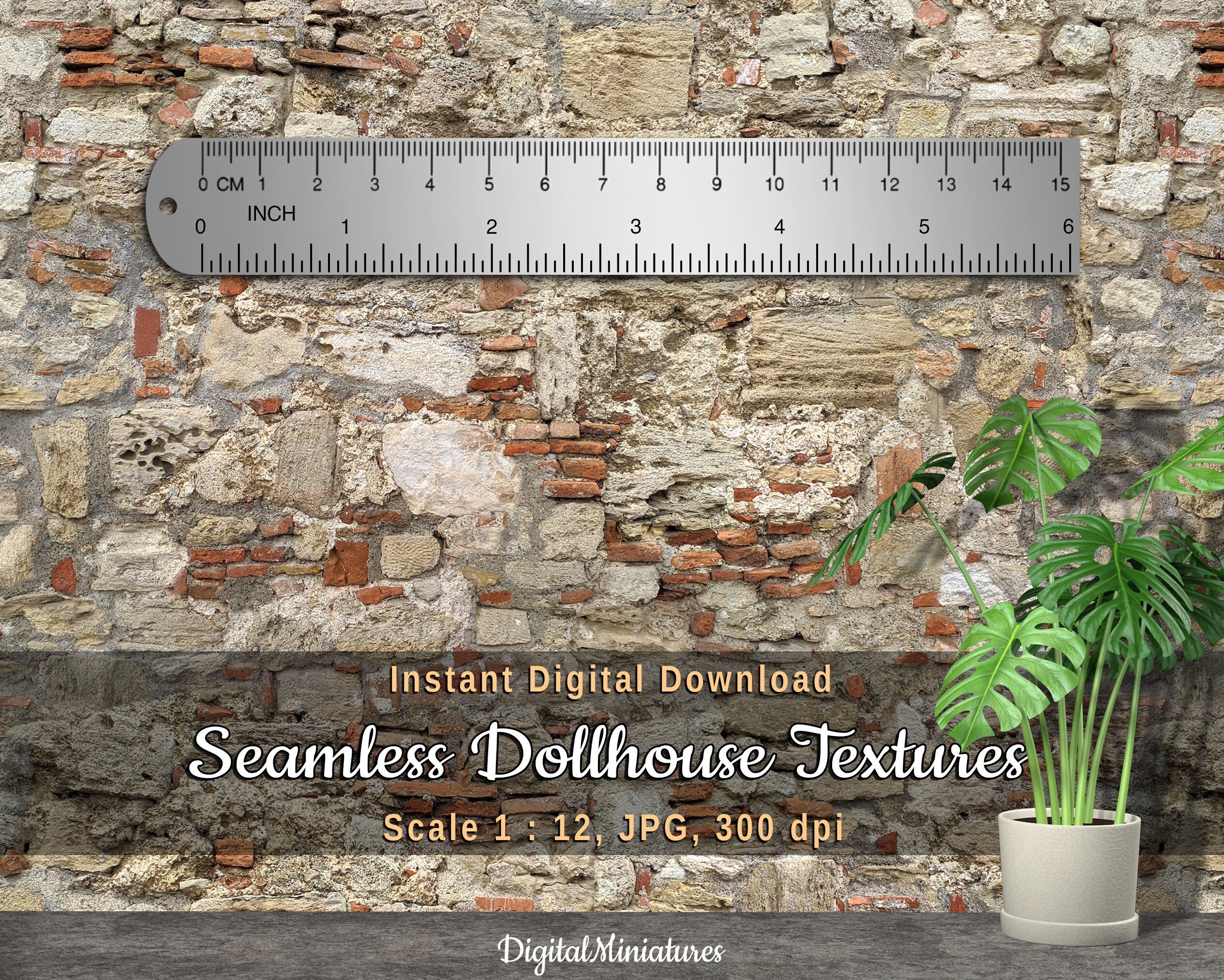 Old Brick Antique Walls Printable Sheets for DIY Dollhouse and ...