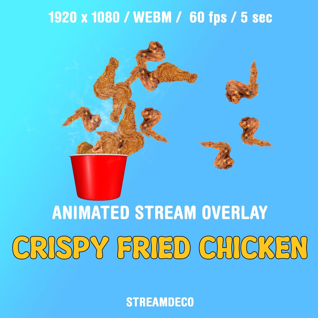 Fried Chicken Stream Overlay, Animated Twitch Alert, Shooting Crispy ...