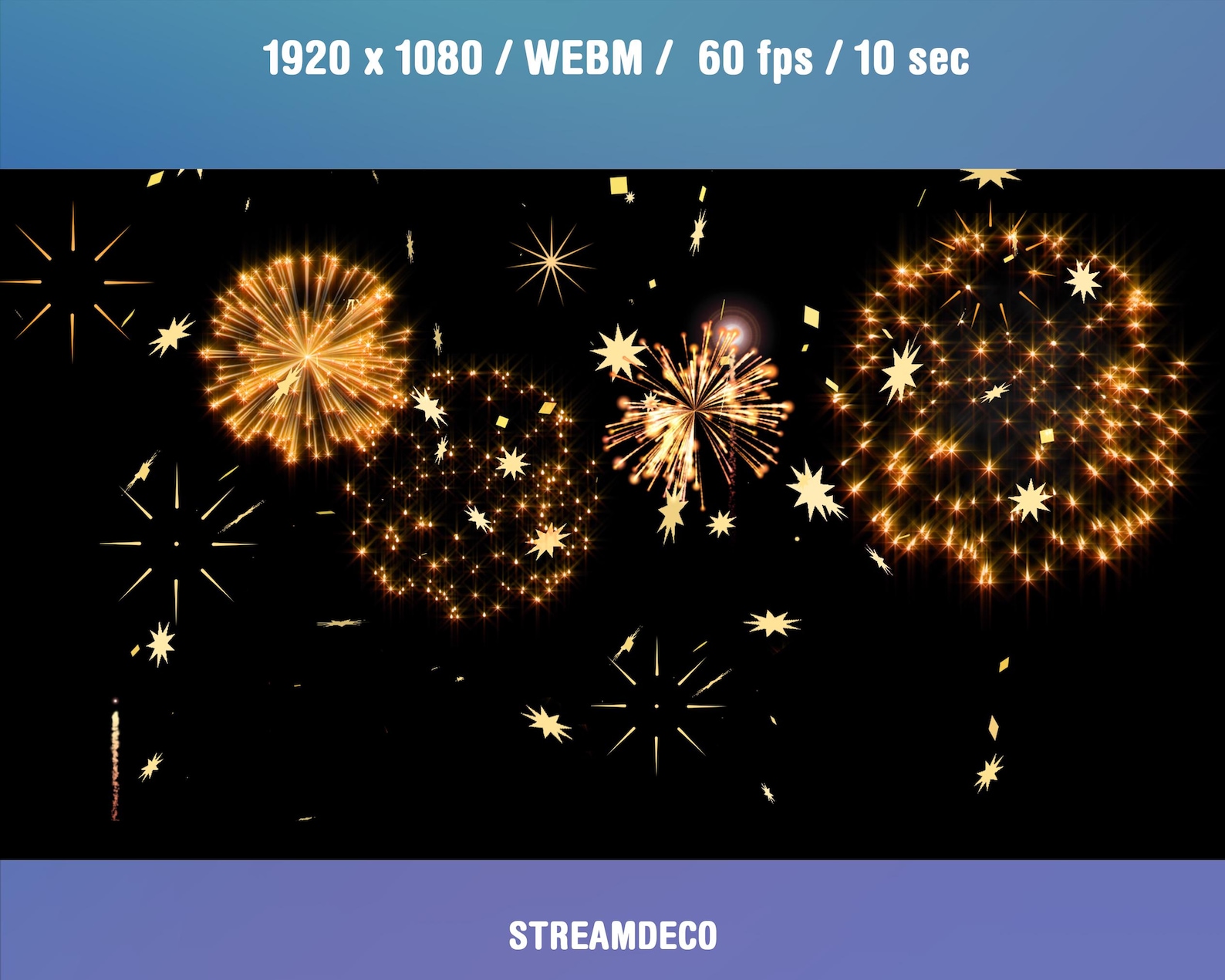 Golden Fireworks, Twitch Alert, Animated Stream Overlay, Streamer and ...