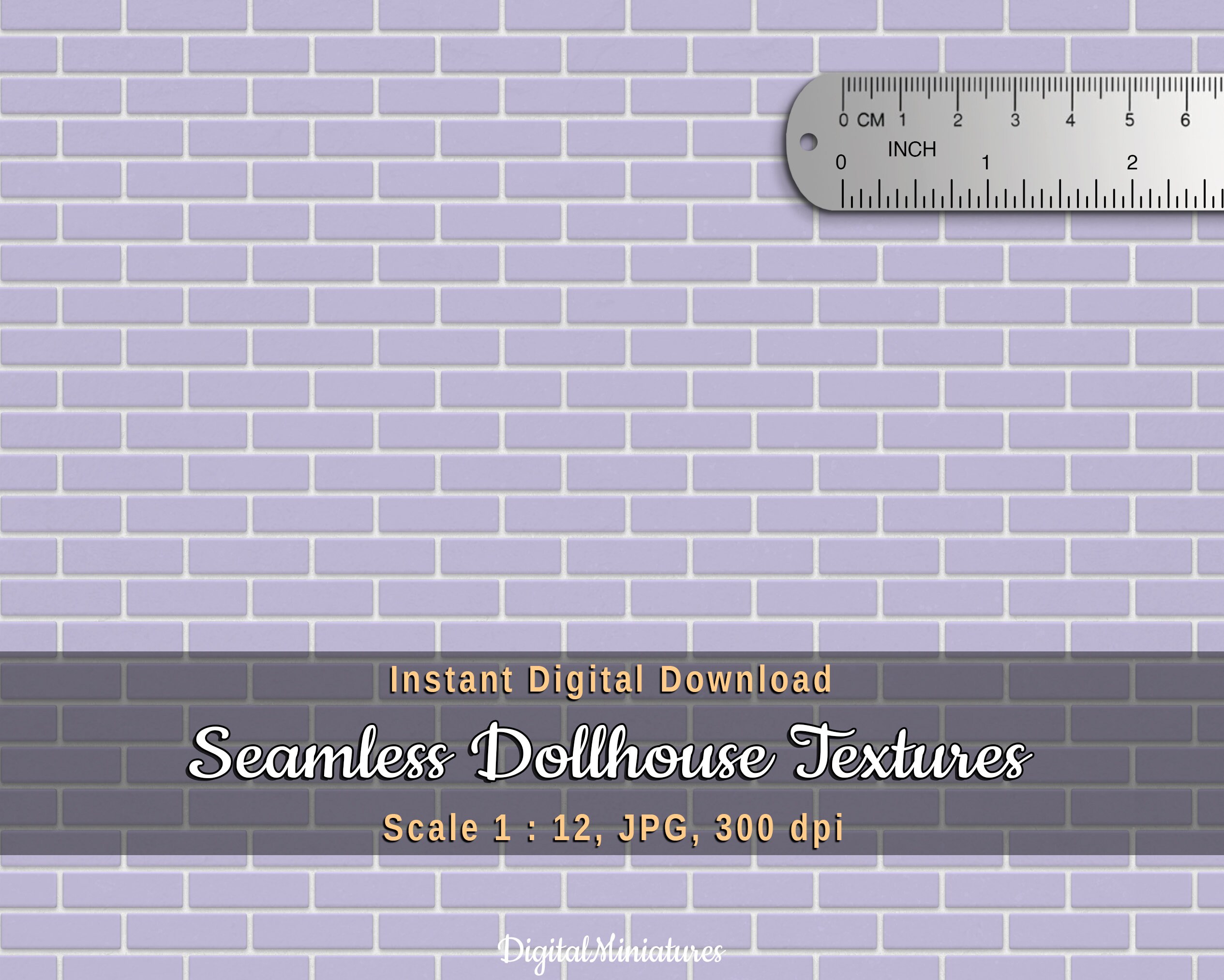Purple Brick Dollhouse Wallpaper Printable for Miniature Doll House or ...