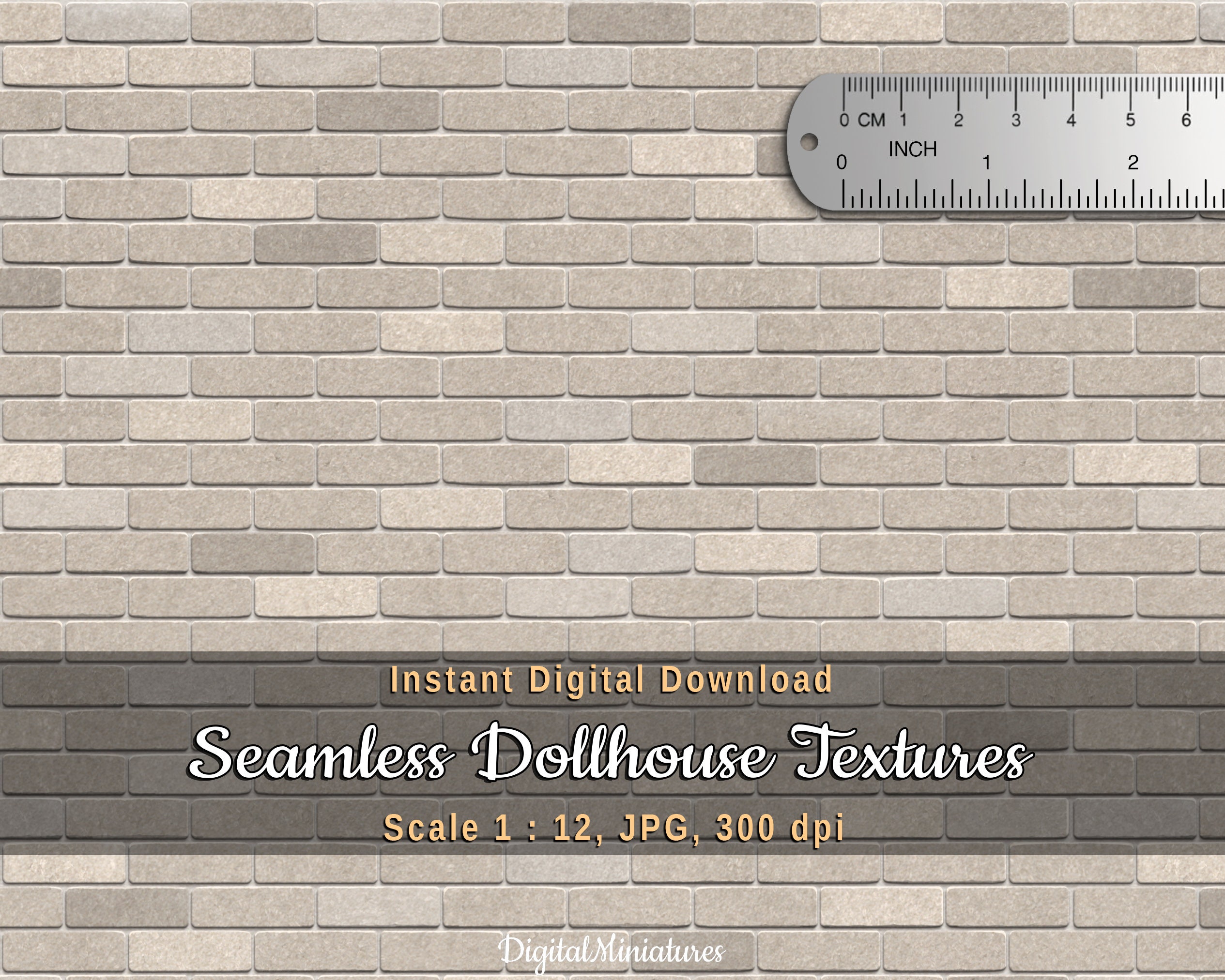 Dollhouse Wallpaper Printable Light Beige Brick, 3 Masonry Seamless ...