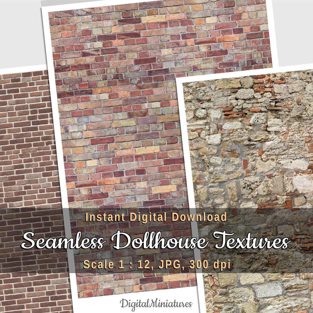 Old Brick Antique Walls Printable Sheets for DIY Dollhouse and ...