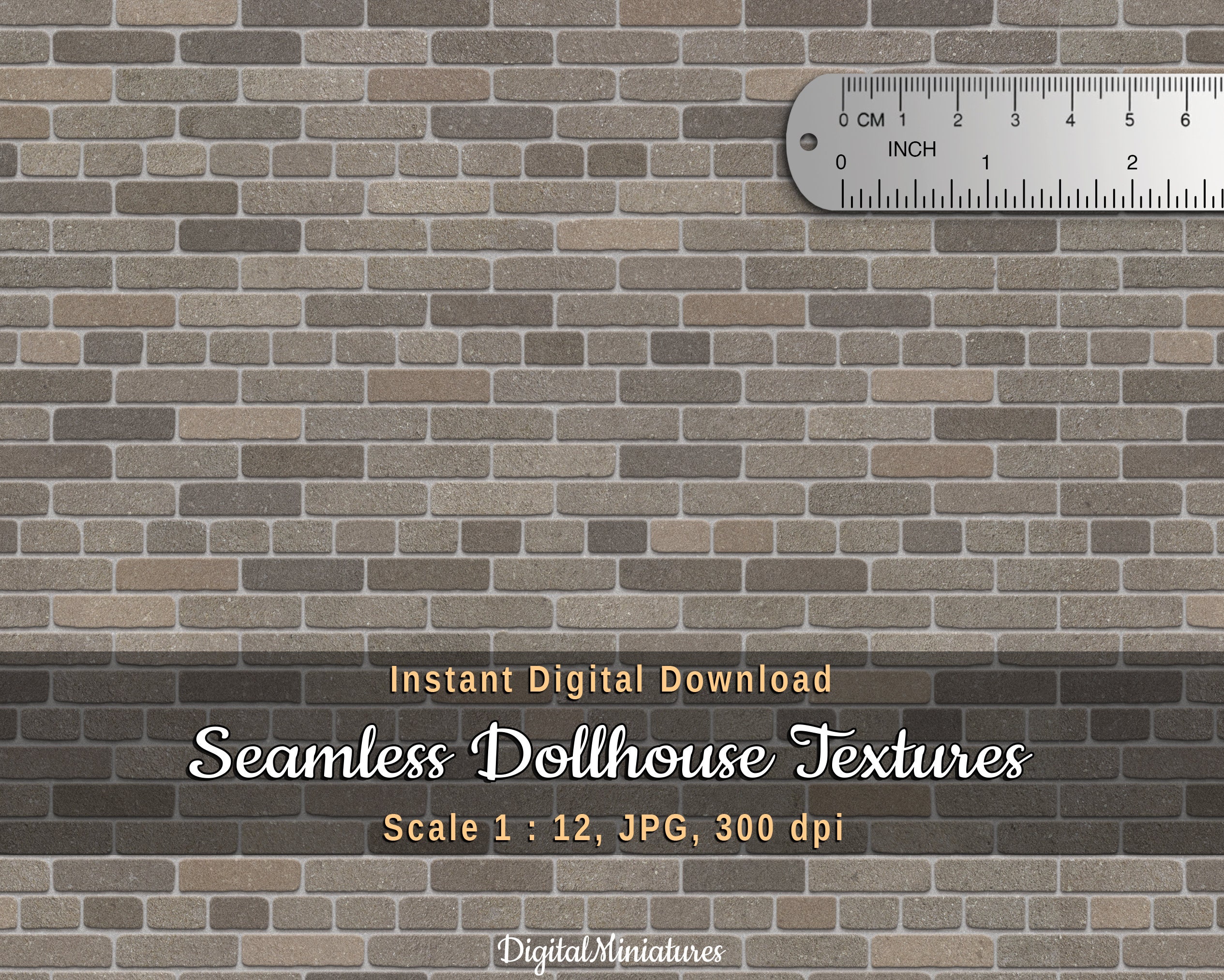 Dollhouse Wallpaper Printable Dark Modern Brick, 3 Masonry Seamless ...