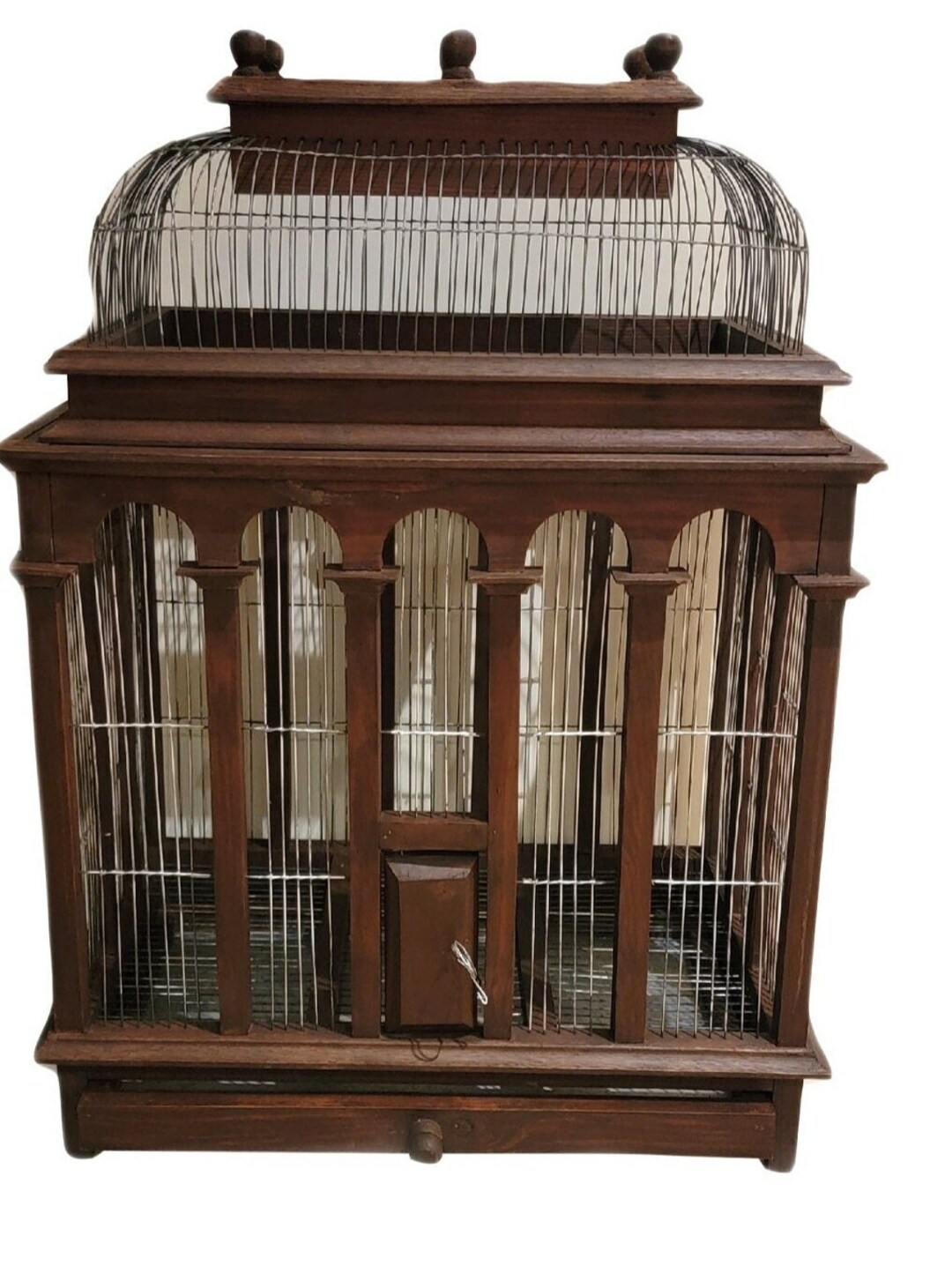 Beautiful Victorian Birdcage, Wood, Hand Wrapped Wire, Excellent ...