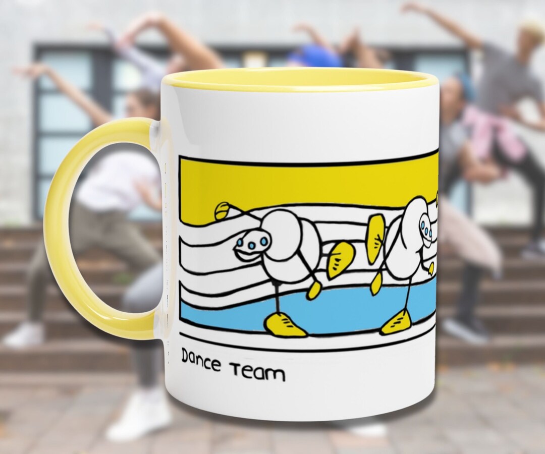Wacky Dance Team Mug, Glossy White Ceramic Mug With Yellow Accents ...