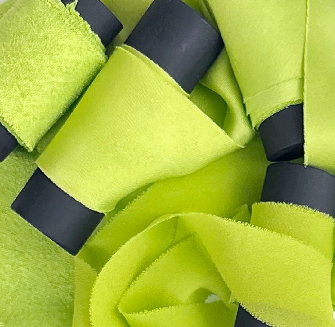 Chartreuse Silk Ribbon Hand Bias Cut and Hand Dyed Charmeuse, Twill ...