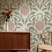 Blockprint Floral Wallpaper, LARGE, Pink Green, Peel and Stick, Pre ...