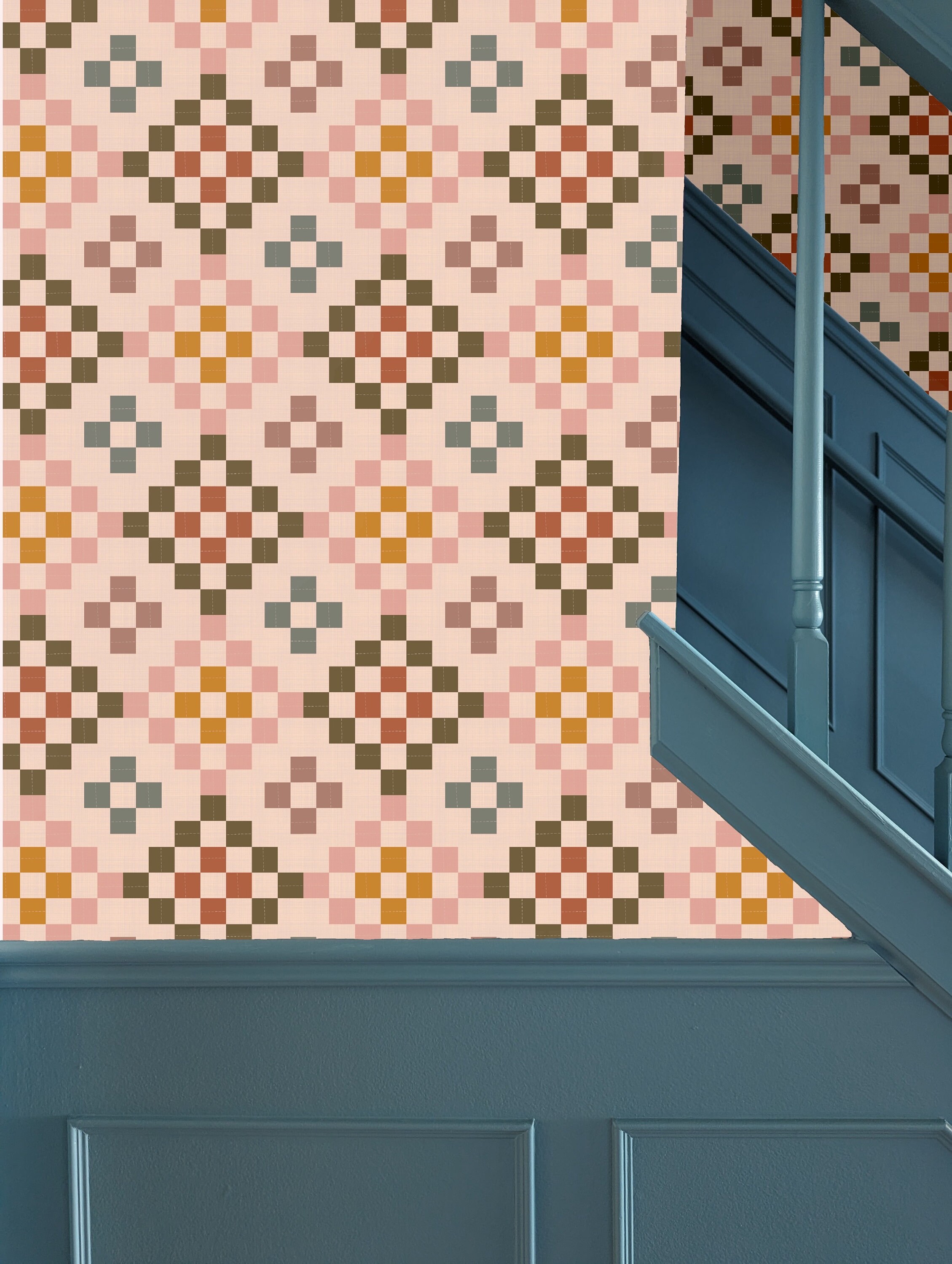 Cottage Quilt Wallpaper, Peel and Stick Wallpaper, Pre-pasted Removable ...