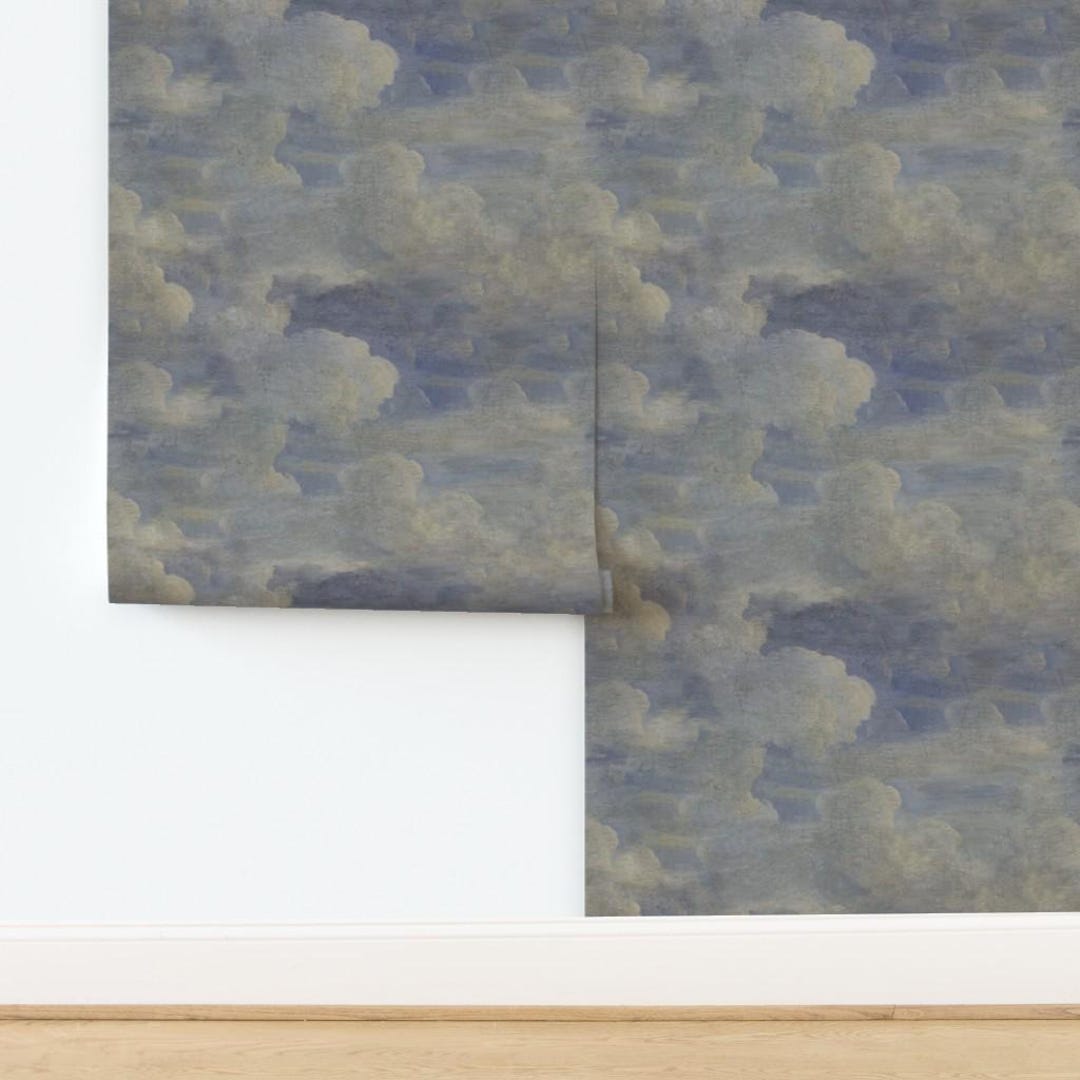 Vintage Style Clouds Wallpaper: Italian Fresco Peel and Stick - Etsy