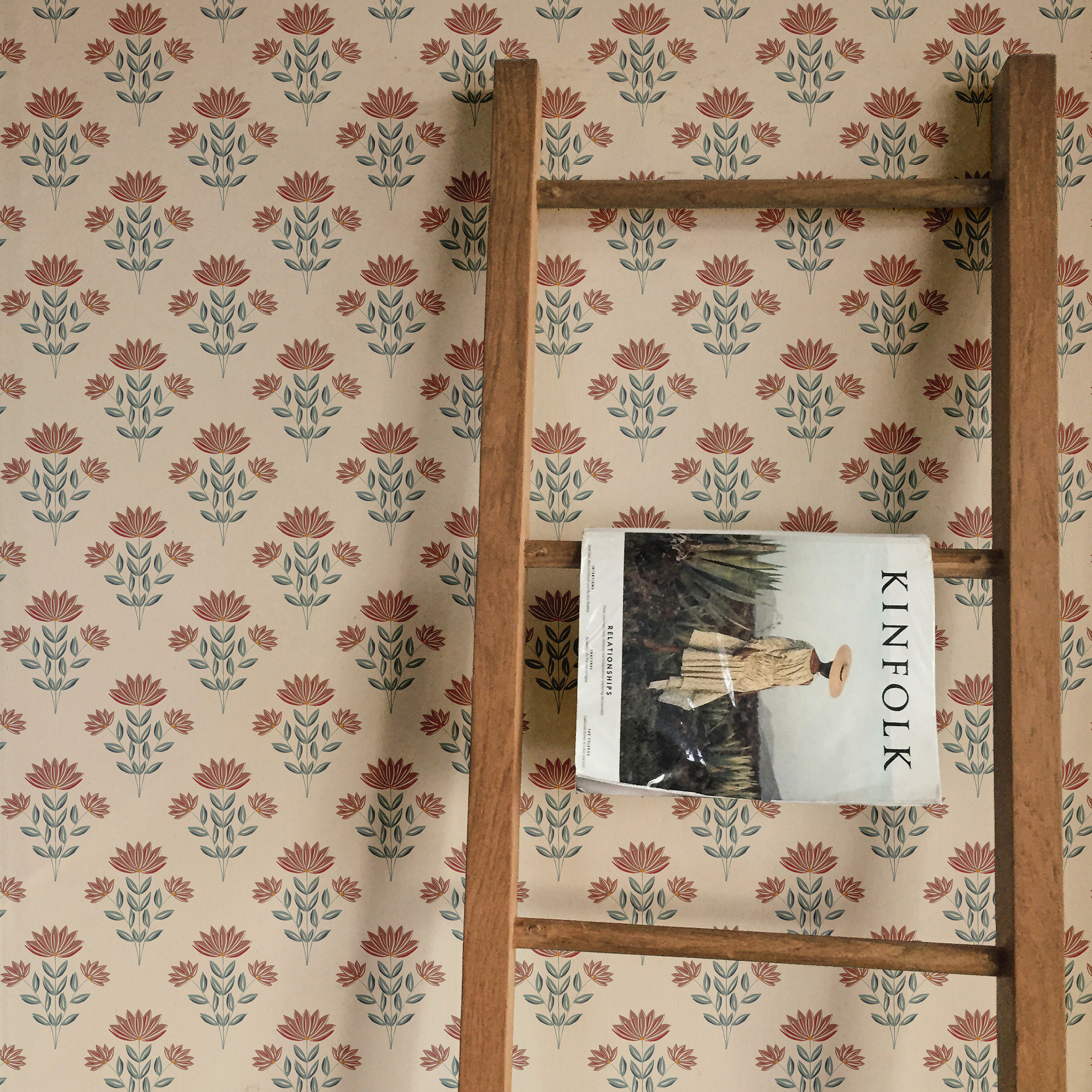 Blockprint Wallpaper, Floral Wallpaper, Peel and Stick, Pre-pasted ...