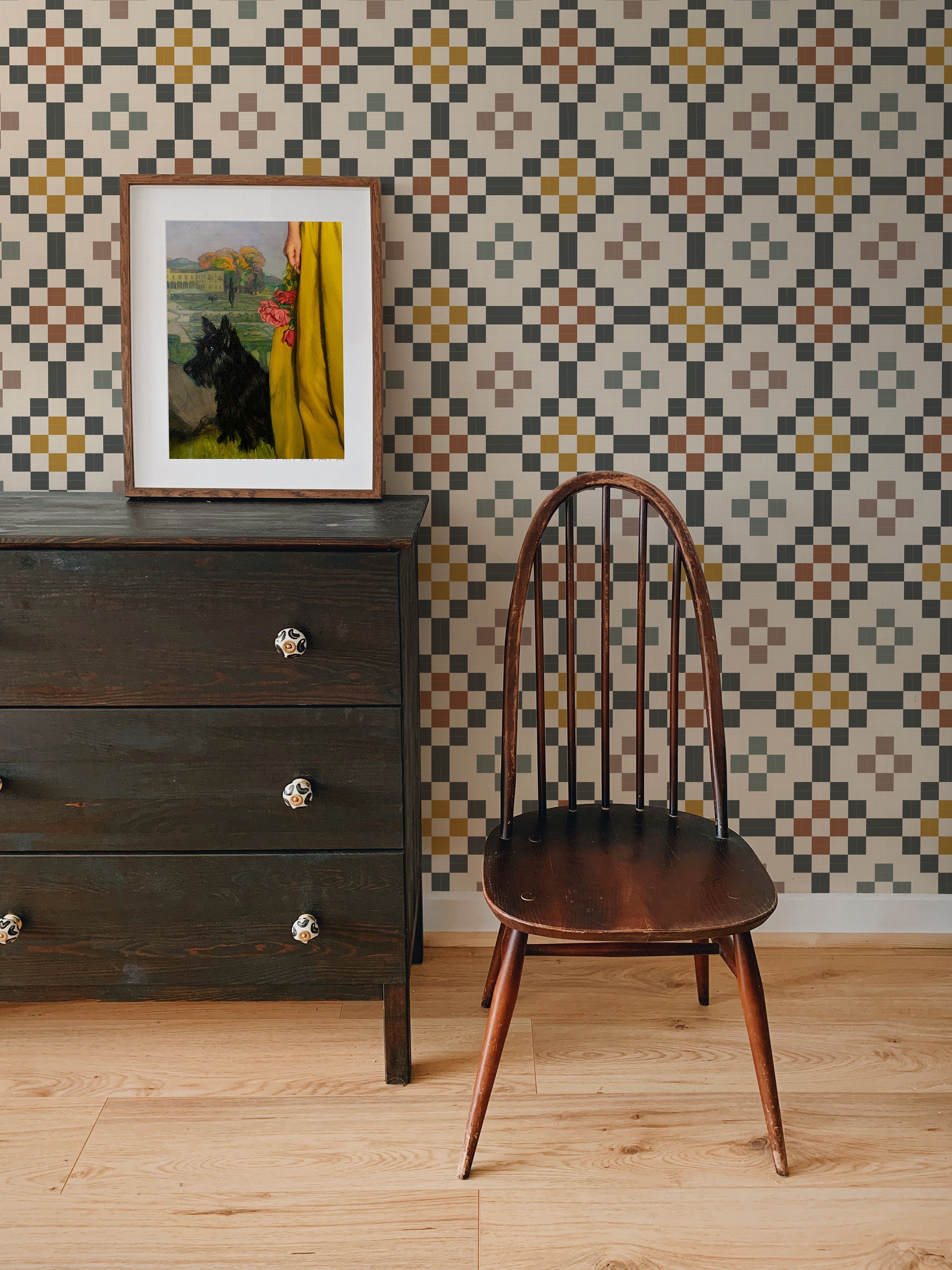 Cottage Quilt Wallpaper, Peel and Stick Wallpaper, Pre-pasted Removable ...