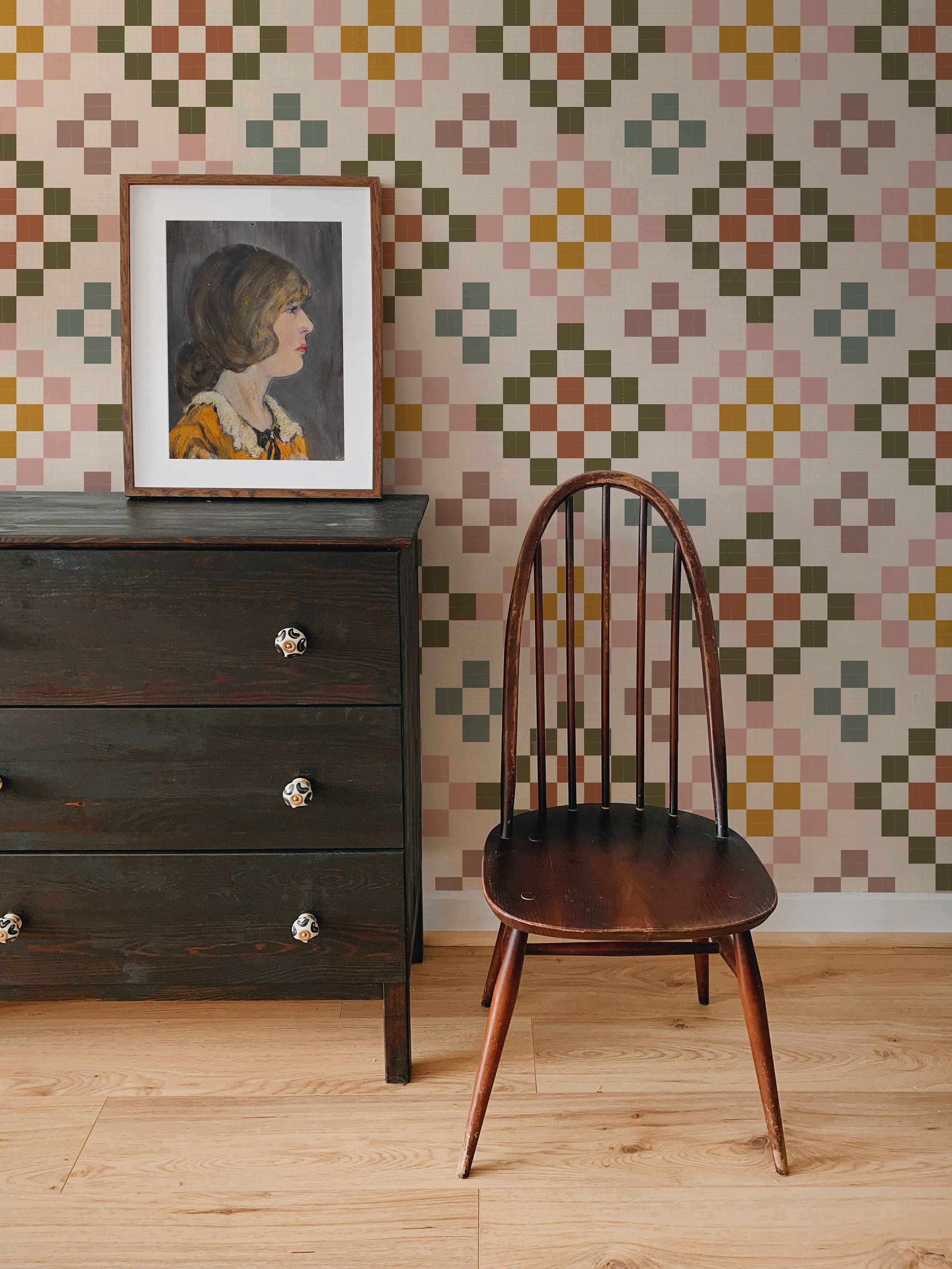 Cottage Quilt Wallpaper, Peel and Stick Wallpaper, Pre-pasted Removable ...