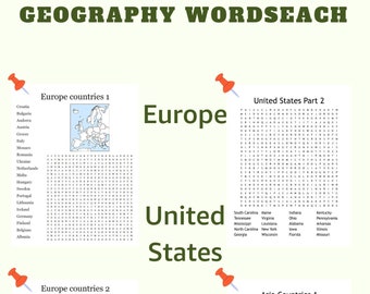 Geography Word Search Printable Word Search for Kids Digital Download ...