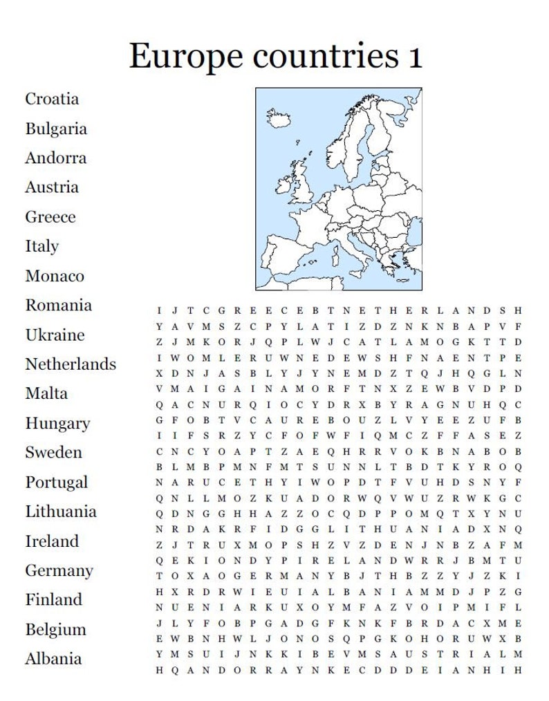 Geography Word Search Printable Word Search for Kids Digital Download ...