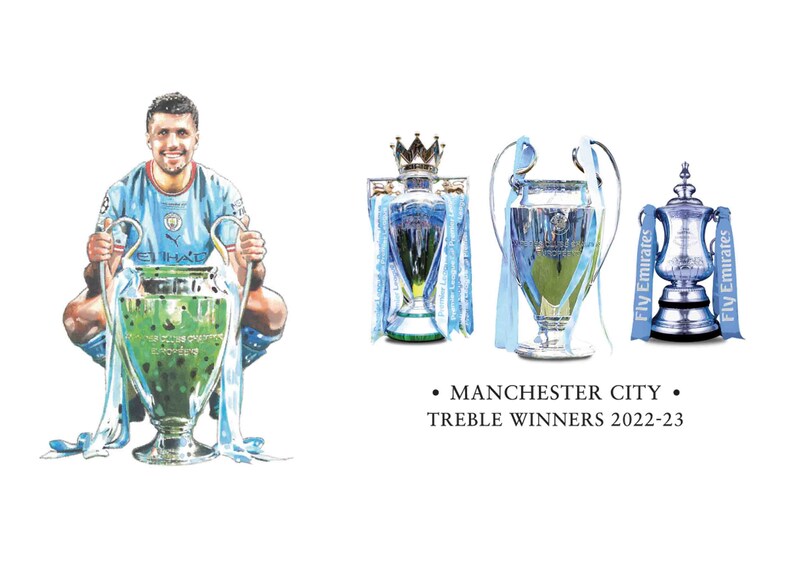 Manchester City 2022-2023 UEFA Champions Hand Painted Print - Etsy