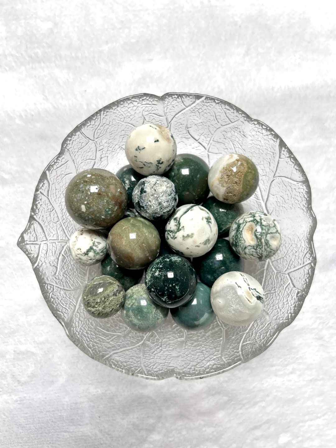 Moss Agate MINI Spheres Healing Stones Balance Stone Energy Spheres Druzy Bulk Crystals Mini ...