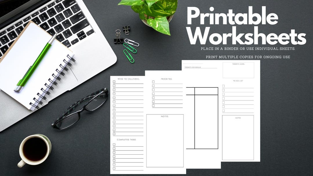 Printable Worksheets, for Workflow, Remote Work, Productivity, Meetings ...