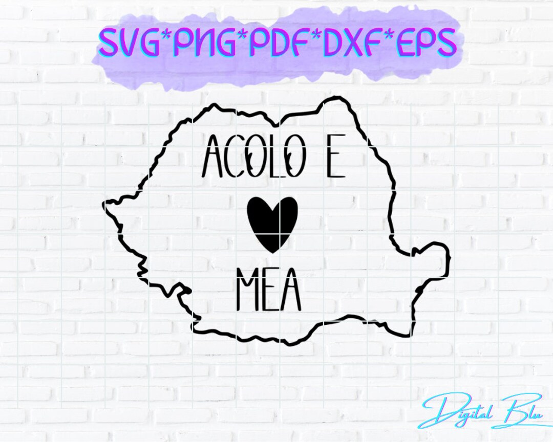 Beautiful Romania Country Map Love SVG Cut File - Etsy