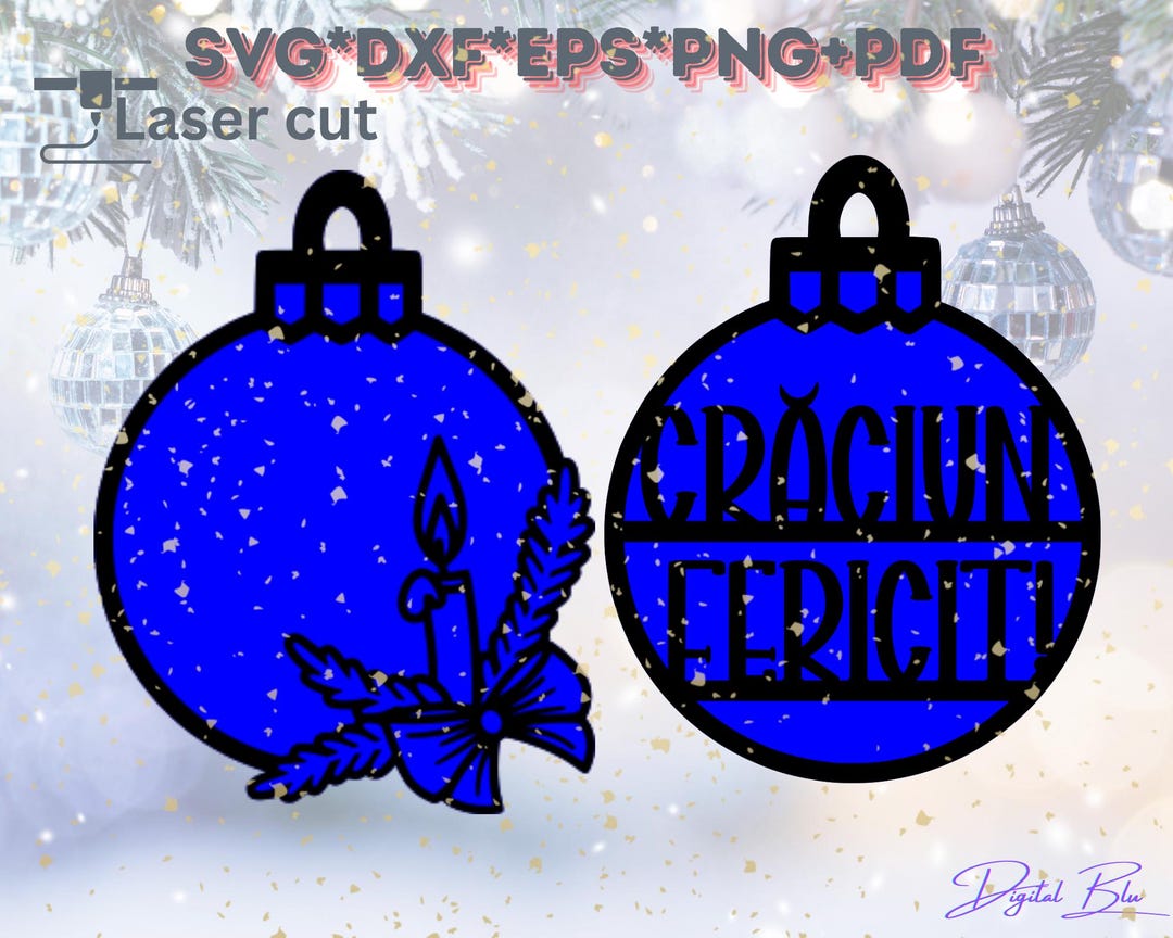 Romanian Craciun Fericit Laser Wood Cut File Christmas Baubles Set of 3 ...