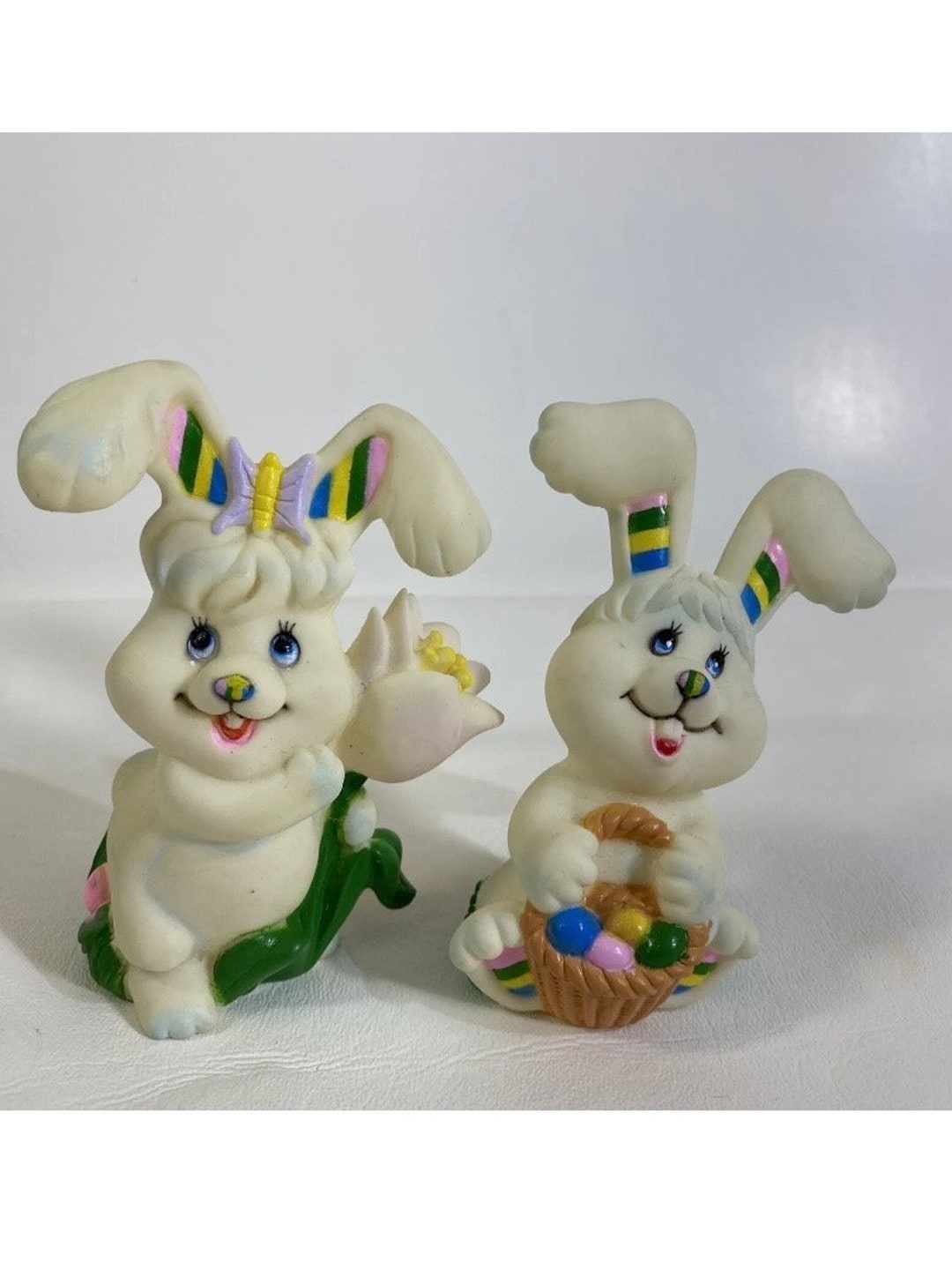 1992 Easter Bunny Figurines Pair 4" Plastic - Etsy