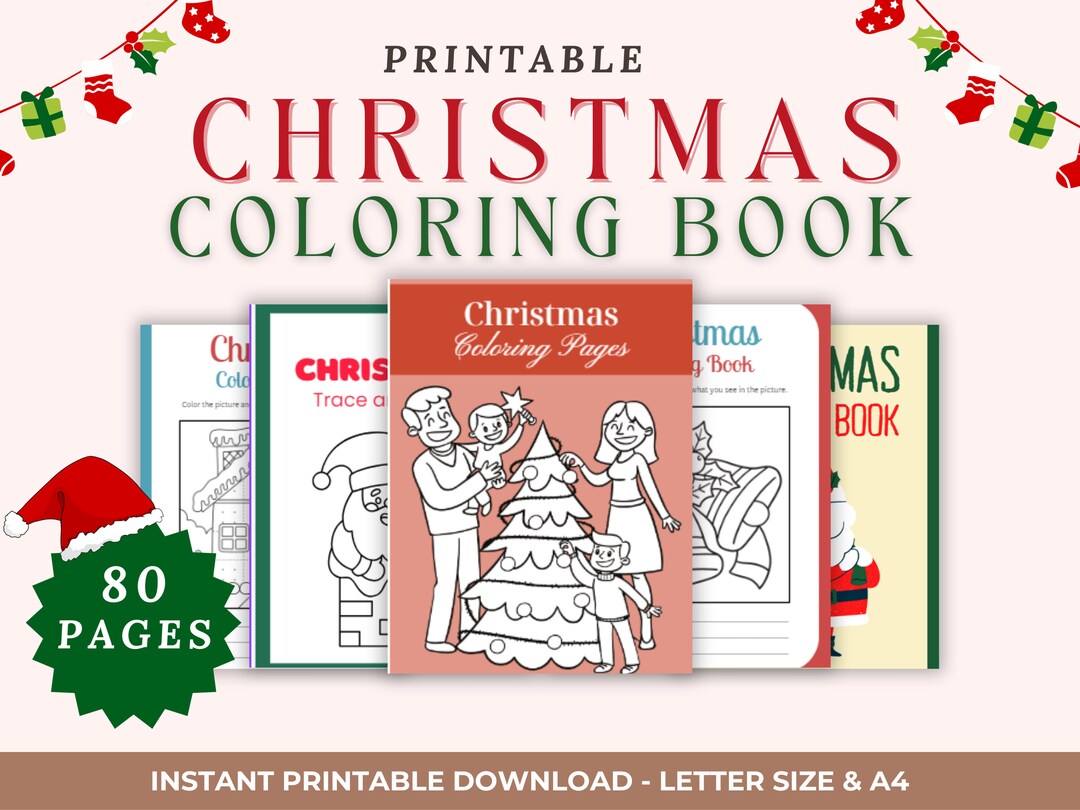 5 Christmas Coloring Page Bundle for Kids, Child Coloring Books ...