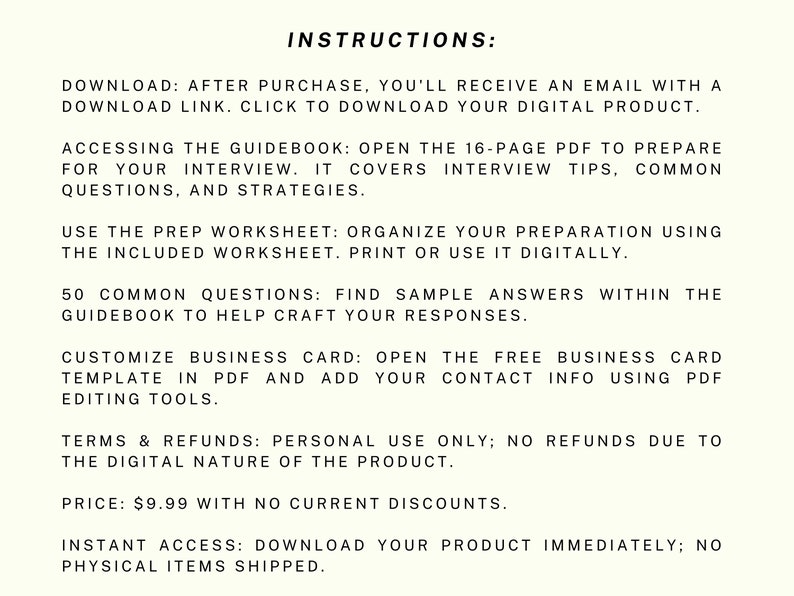 Interview Prep Worksheet for Applicants, Interview Guide for First ...