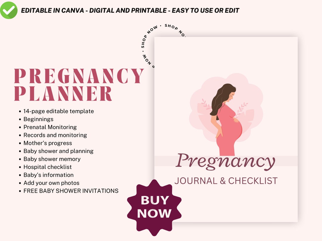 Printable Pregnancy Journal for Moms, Digital Pregnancy Planner ...