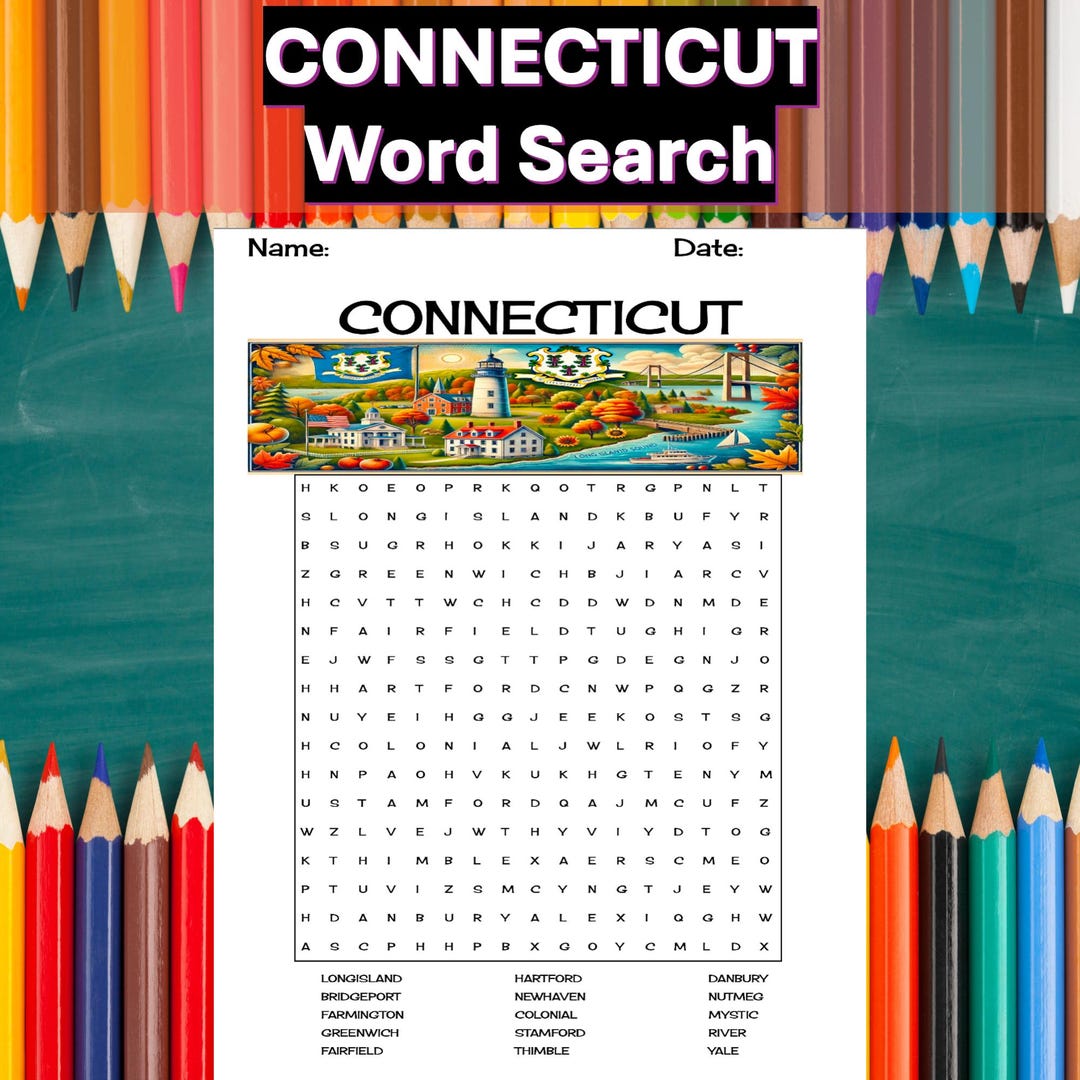 CONNECTICUT Word Search Puzzle and Answer Key|us States Worksheet ...