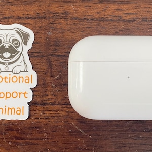 Emotional Support Animal Dog Sticker |dog Lover| Pug Lover| Water ...