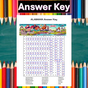 ALABAMA Word Search Puzzle and Answer Key|us States Worksheet|social ...