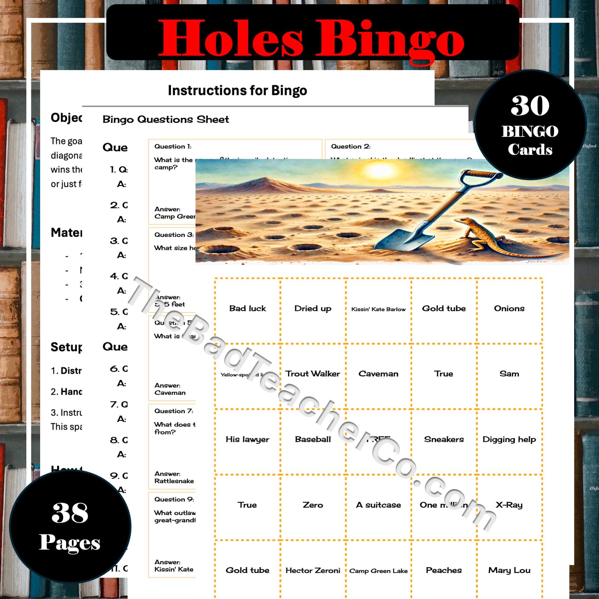 Holes Bingo Game|30 BINGO Cards|30 Call Out Cards|5th-8th Elar ...