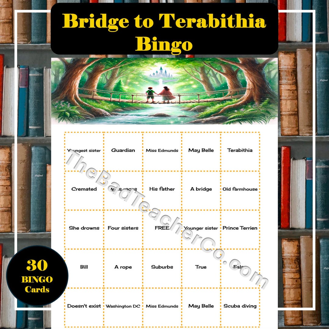 Bridge to Terabithia Bingo Game|30 BINGO Cards|30 Call Out Cards|4th ...