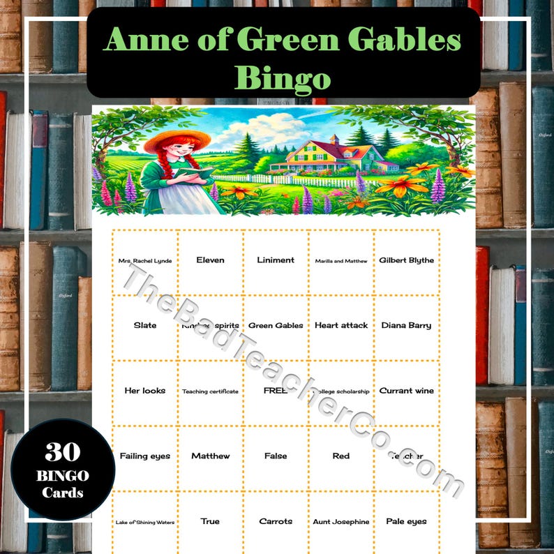 Anne of Green Gables Bingo Game|30 BINGO Cards|30 Call Out Cards|4th ...