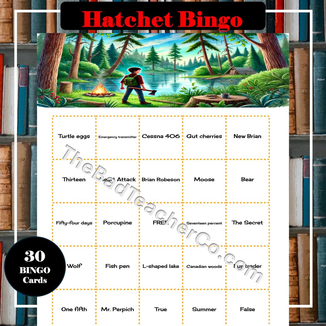 Hatchet Bingo Game|30 BINGO Cards|30 Call Out Cards|5th-8th Elar ...