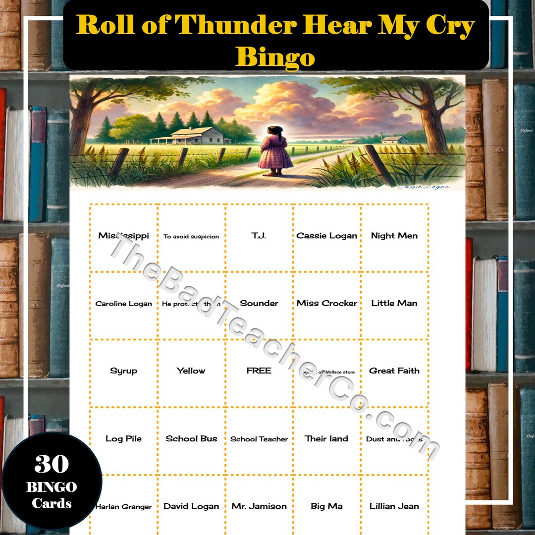 Roll of Thunder Hear Me Cry Bingo Game|30 BINGO Cards|30 Call Out Cards ...