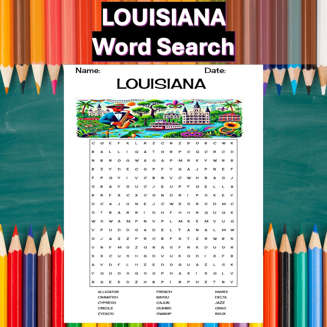 LOUISIANA Word Search Puzzle and Answer Key|us States Worksheet|social ...