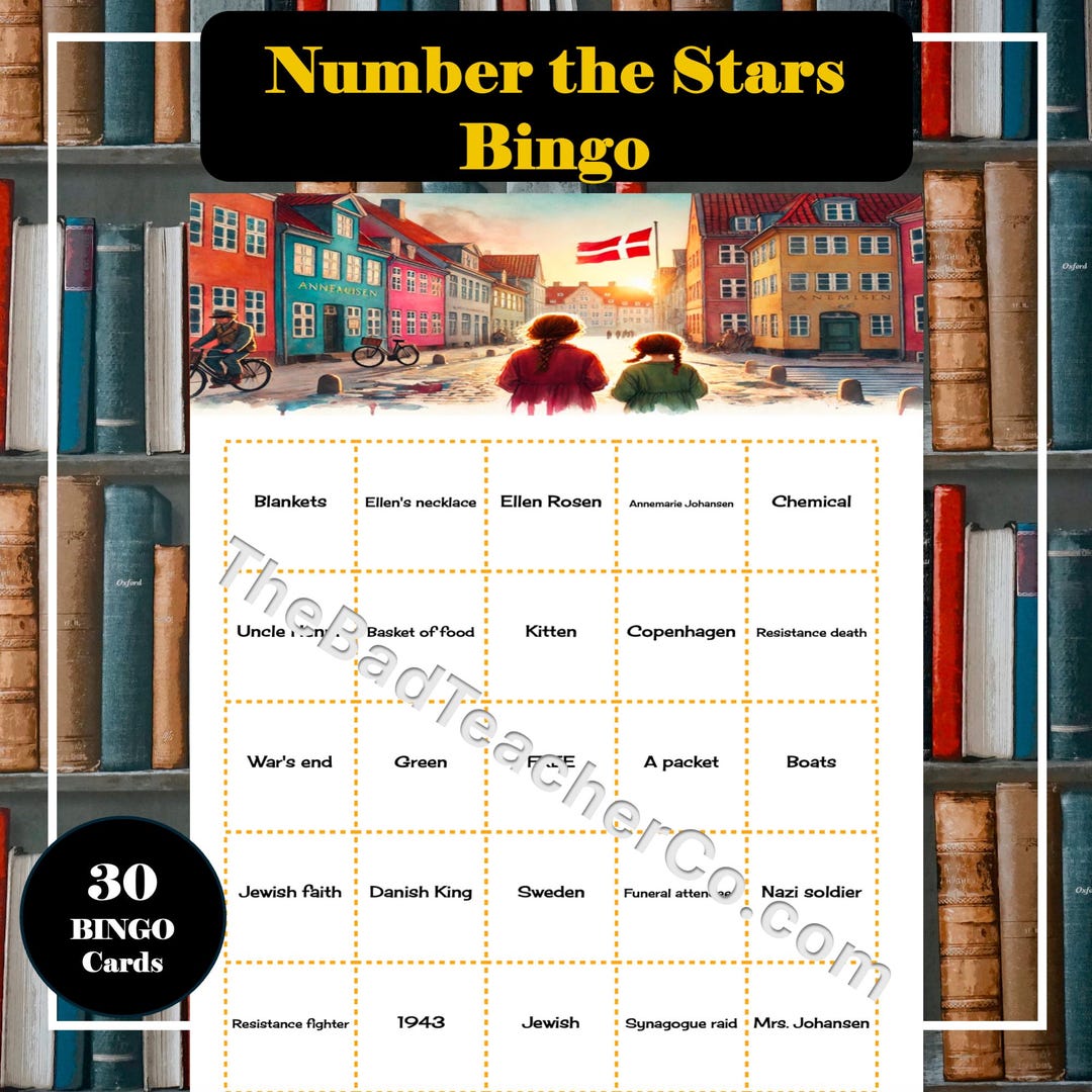 Number the Stars Bingo Game|30 BINGO Cards|30 Call Out Cards|6th-8th ...