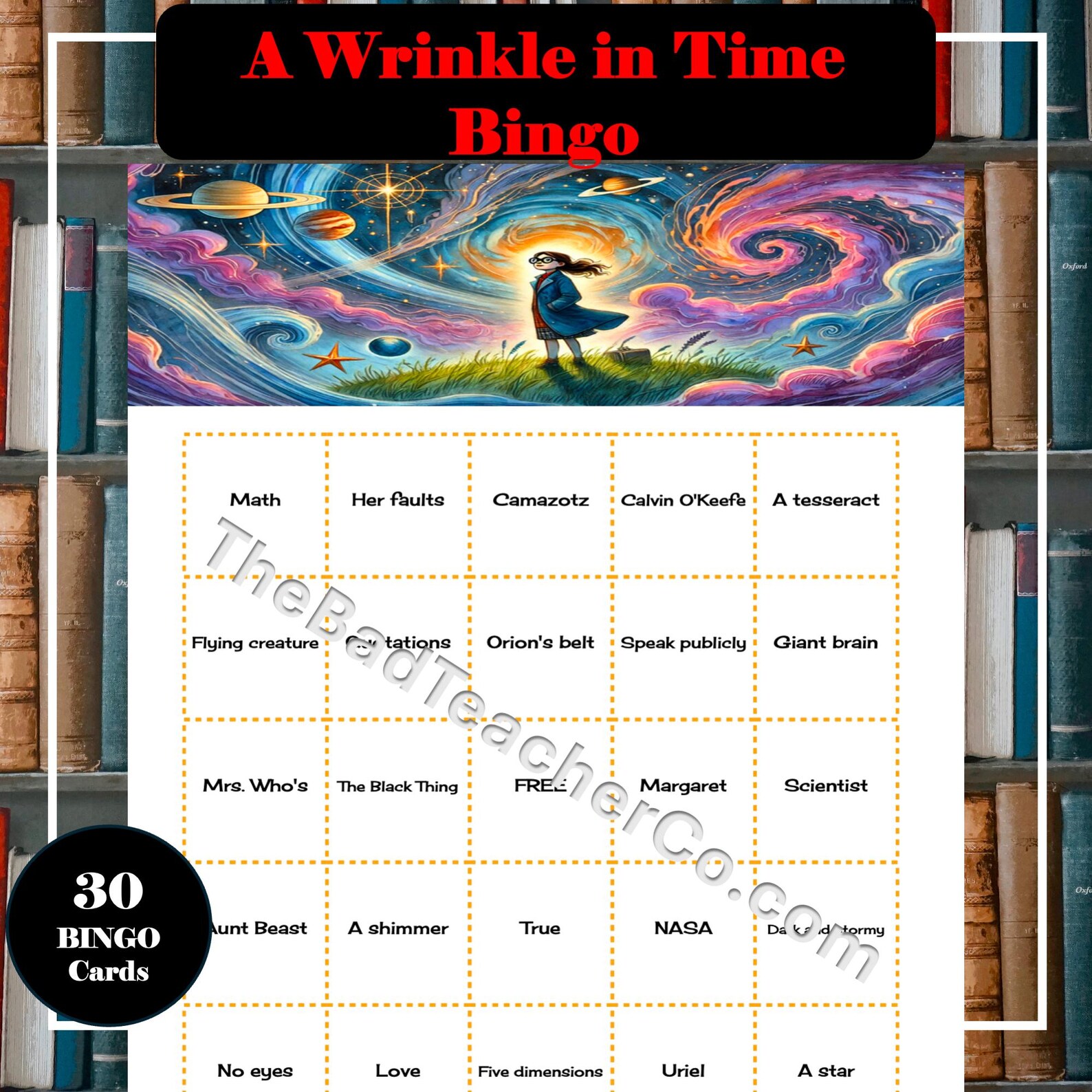 A Wrinkle in Time Book Bingo Game|30 BINGO Cards|30 Call Out Cards|5th ...