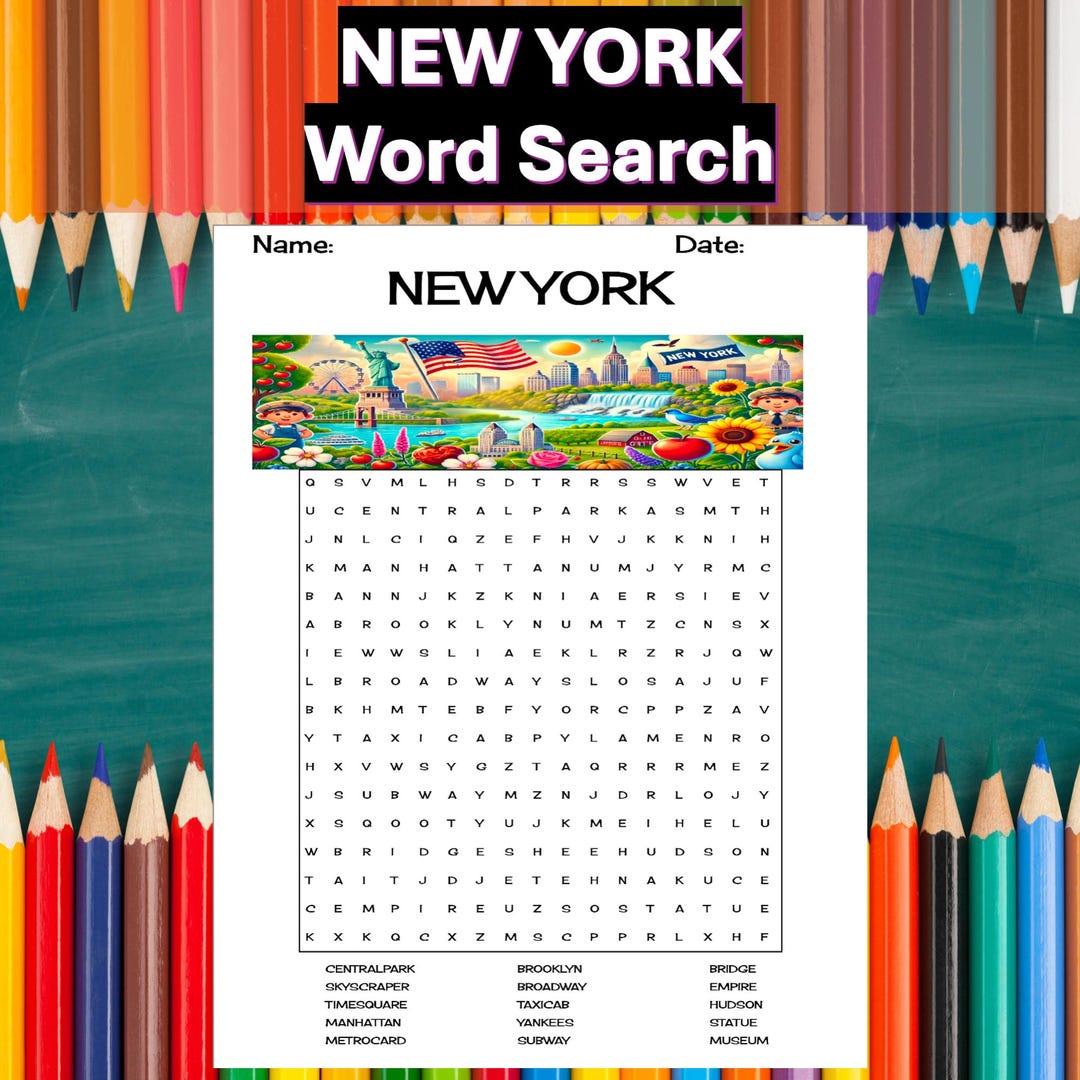 NEW YORK Word Search Puzzle and Answer Key|us States Worksheet|social ...