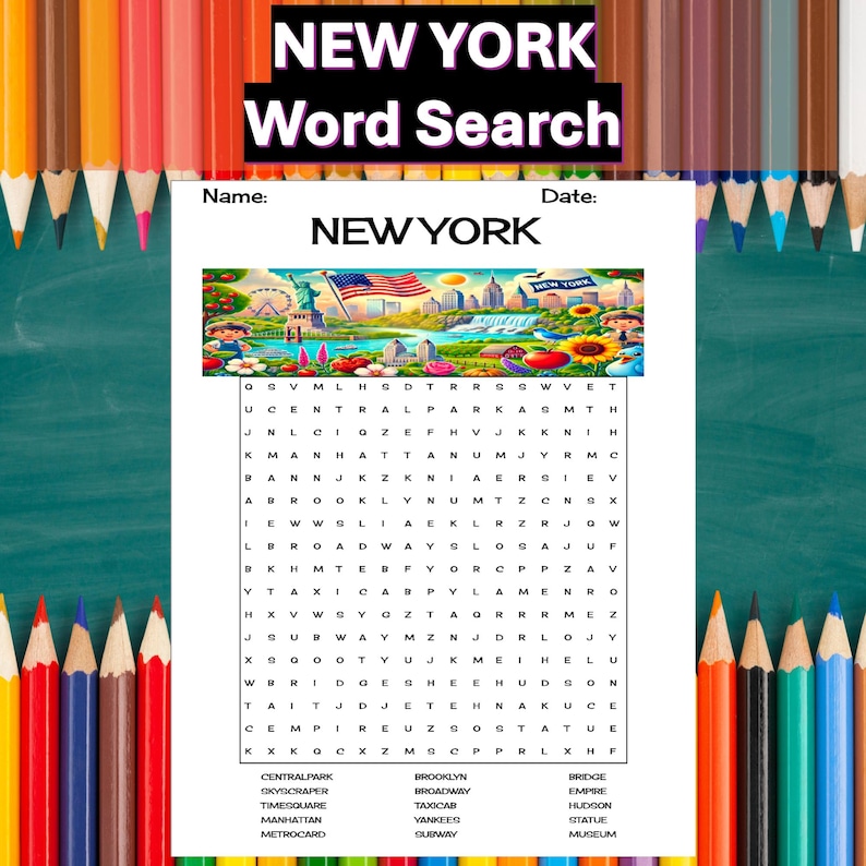 NEW YORK Word Search Puzzle and Answer Key|us States Worksheet|social ...