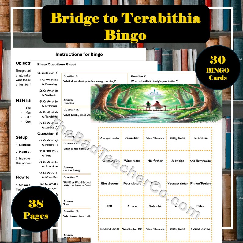 Bridge to Terabithia Bingo Game|30 BINGO Cards|30 Call Out Cards|4th ...