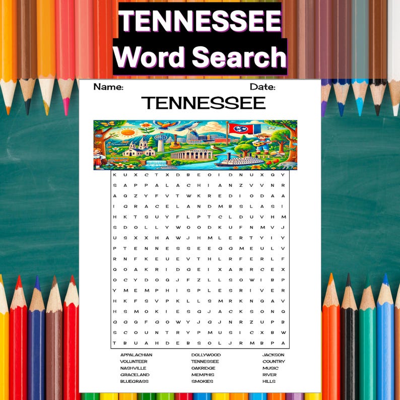 Sopa de letras de TENNESSEE y clave de respuestas/Hoja de trabajo de ...