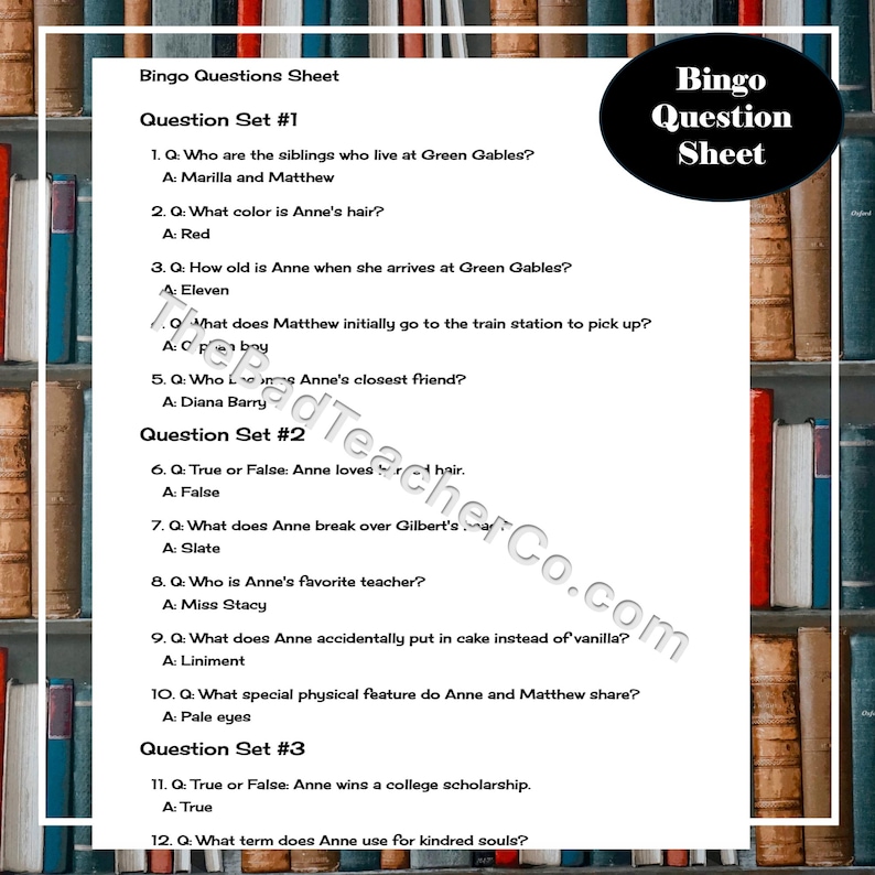 Anne of Green Gables Bingo Game|30 BINGO Cards|30 Call Out Cards|4th ...