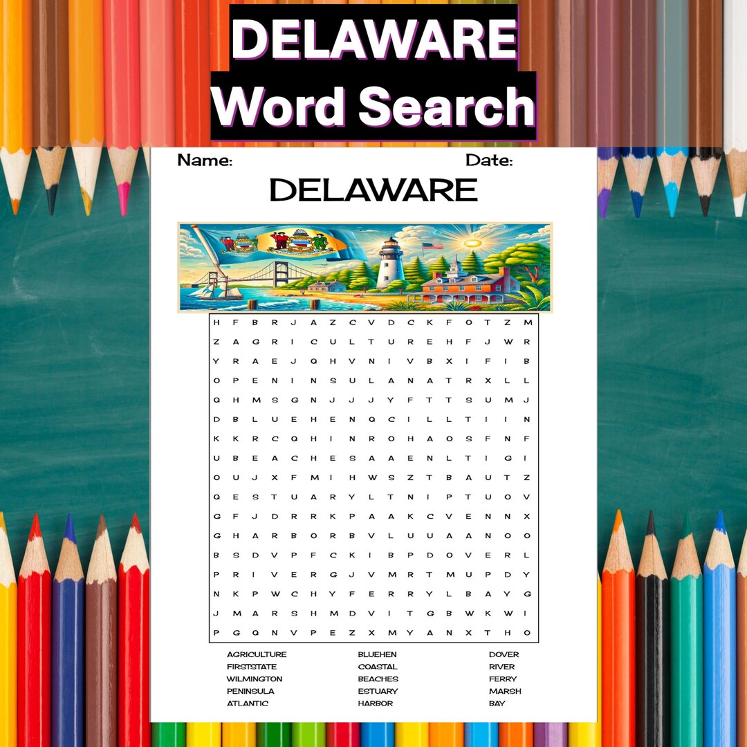 DELAWARE Word Search Puzzle and Answer Key|us States Worksheet|social ...