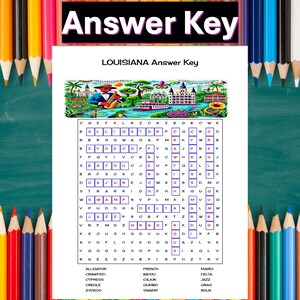 LOUISIANA Word Search Puzzle and Answer Key|us States Worksheet|social ...