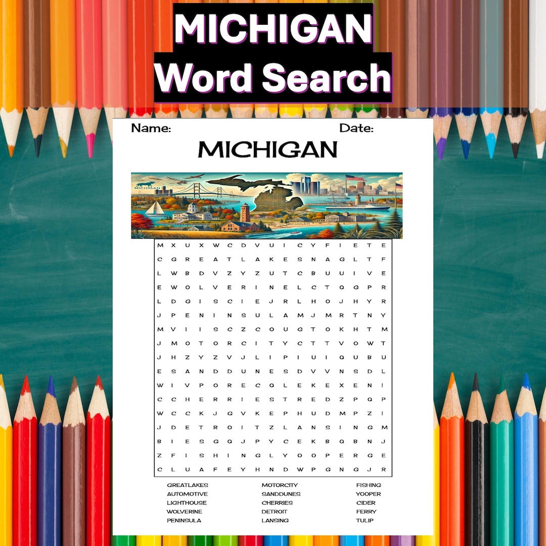 MICHIGAN Word Search Puzzle and Answer Key|us States Worksheet|social ...