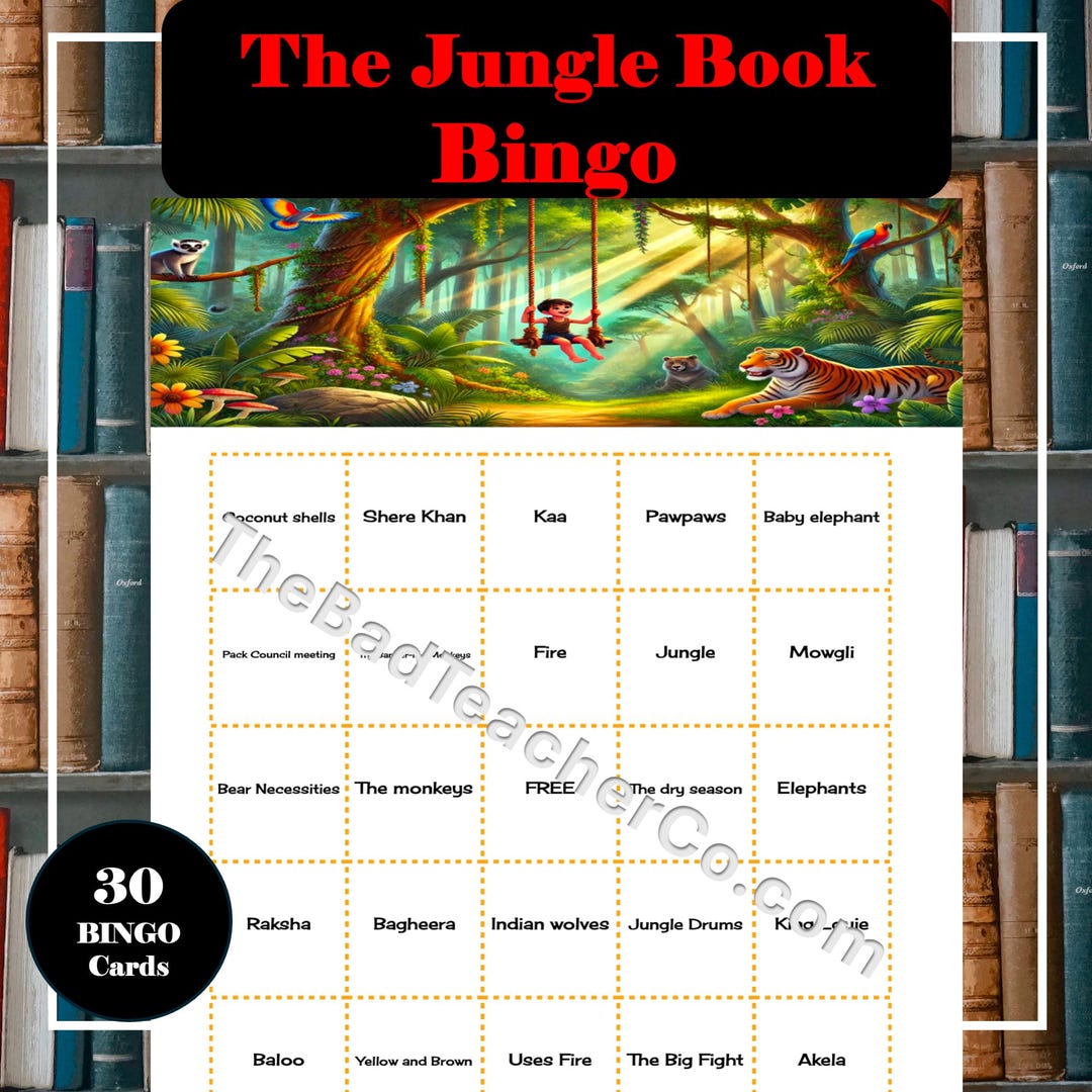 The Jungle Book Bingo Game|30 BINGO Cards|30 Call Out Cards|5th-7th ...