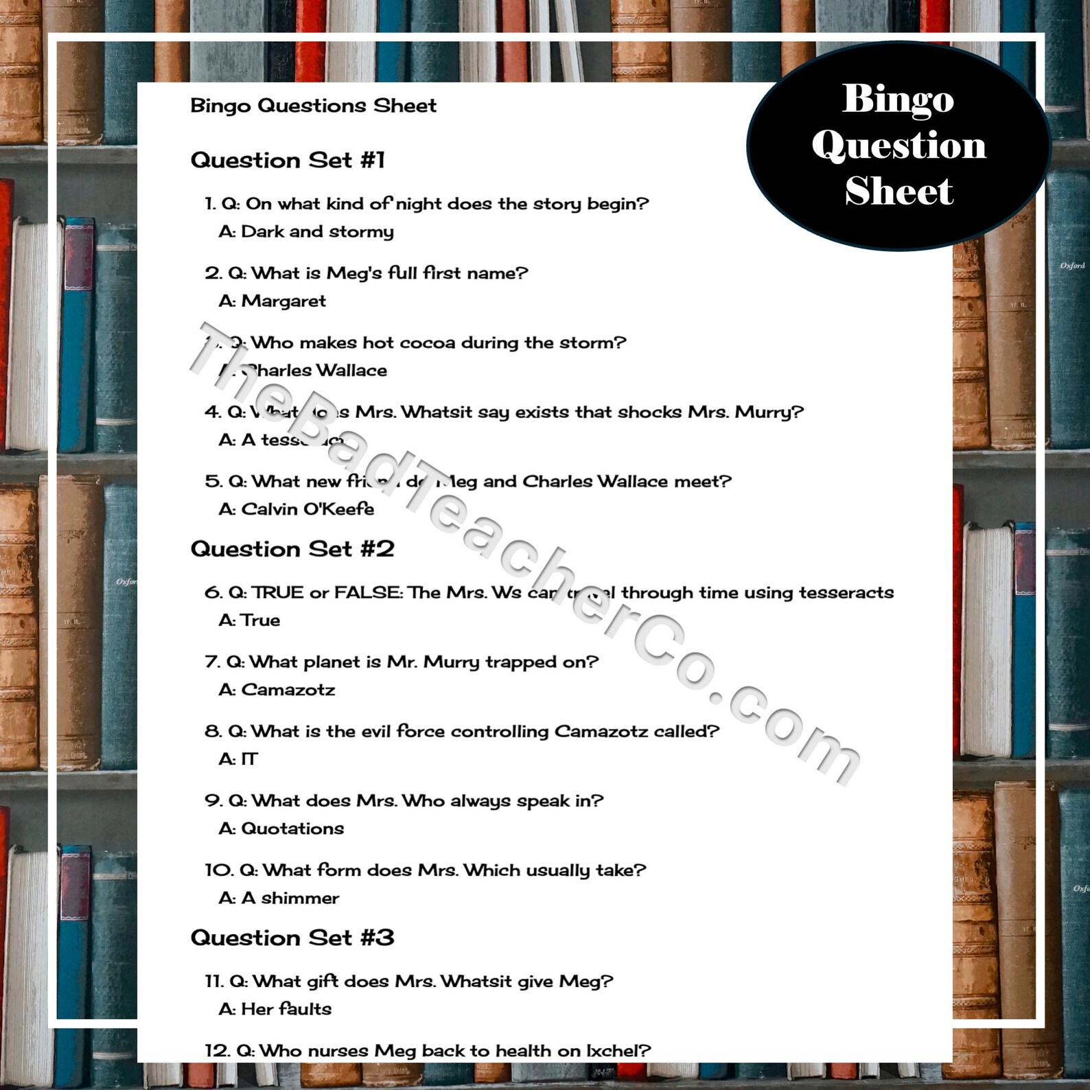 A Wrinkle in Time Book Bingo Game|30 BINGO Cards|30 Call Out Cards|5th ...