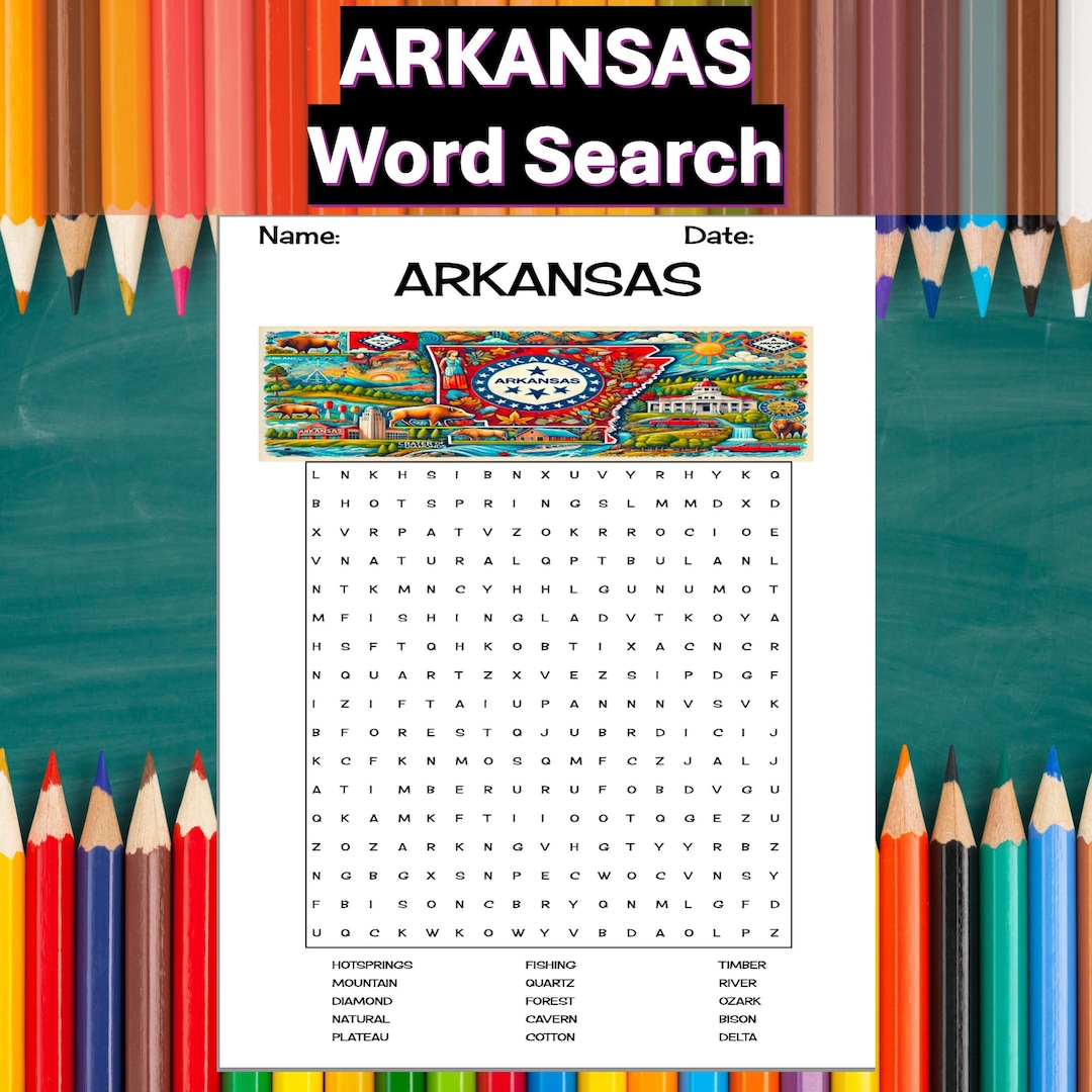 ARKANSAS Word Search Puzzle and Answer Key|us States Worksheet|social ...